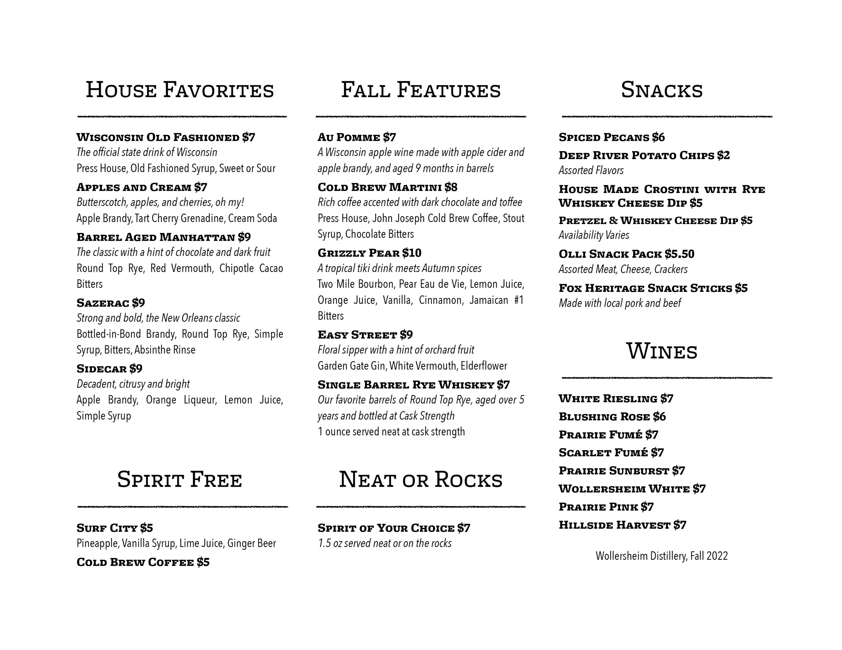 Distillery Tastings | Wollersheim Winery, Distillery & Bistro