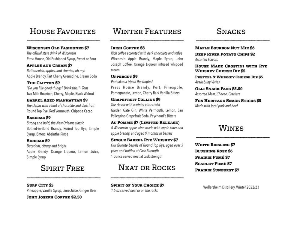 Distillery Tastings | Wollersheim Winery, Distillery & Bistro